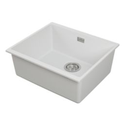 Carysil EN500-WH 1 Bowl Granite Composite Kitchen Sink White 530mm x ...
