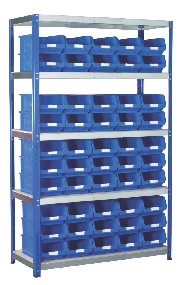 Barton Ecorax 5-Tier Metal Garage Shelving with Containers 1200mm x ...
