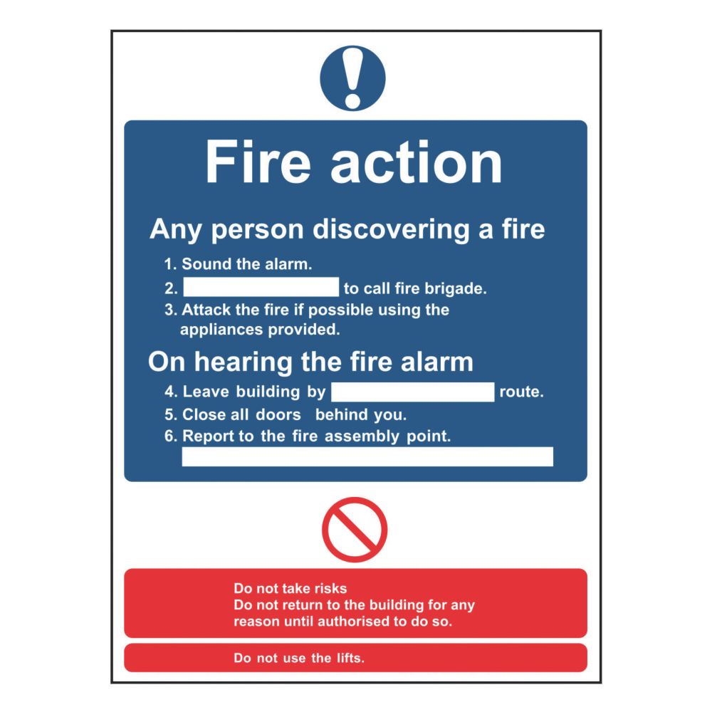 Essentials Non Photoluminescent "Fire Action Procedure" Sign 230mm x ...