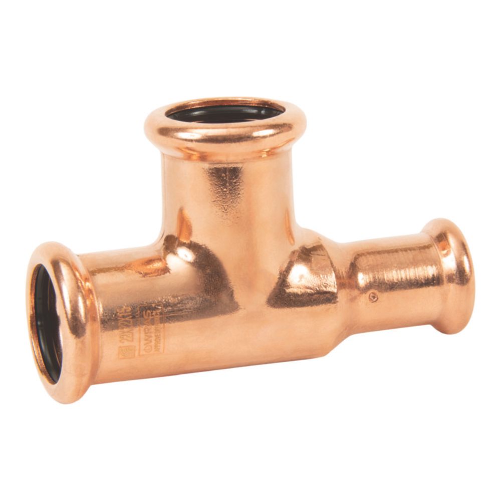 Flomasta Copper Press-Fit Reducing M-Profile Tee 22mm x 15mm x 22mm ...