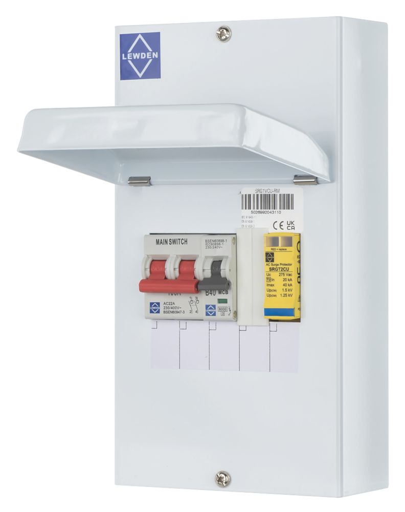 Lewden 5-Module 0-Way Populated SPD Enclosure Kit - Screwfix