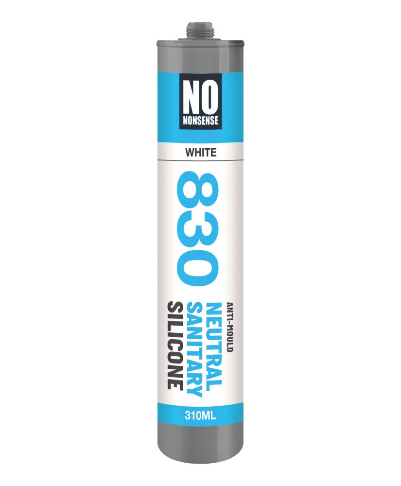 No Nonsense 830 Anti-Mould Neutral Sanitary Silicone Sealant White 310ml - Screwfix