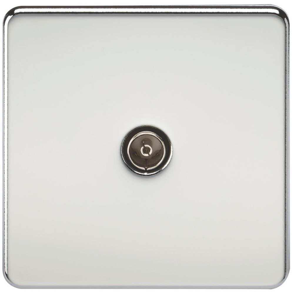 Knightsbridge 1-Gang Coaxial TV Socket Polished Chrome - Screwfix