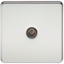 Knightsbridge 1-Gang Coaxial TV Socket Polished Chrome - Screwfix
