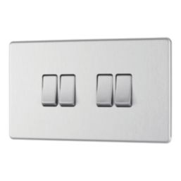 LAP 20A 16AX 4-Gang 2-Way Light Switch Brushed Stainless Steel - Screwfix