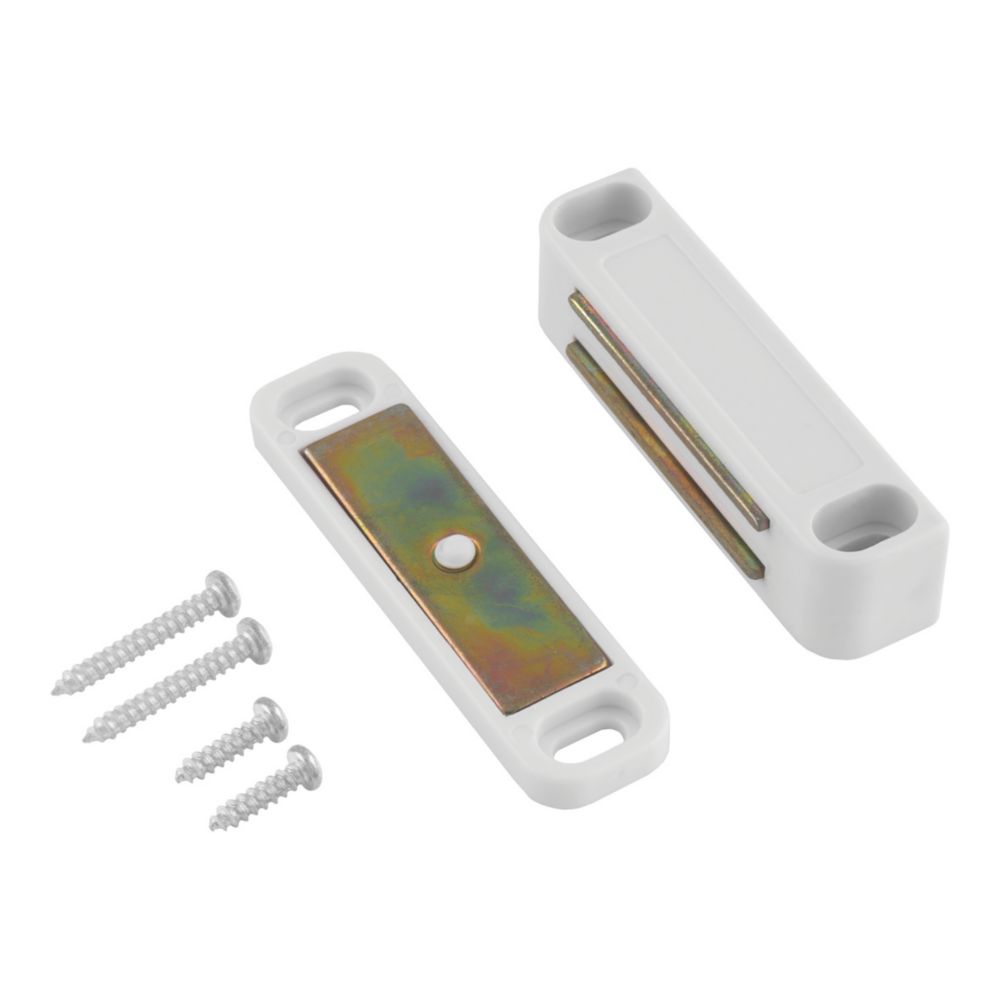 Essentials Adjustable Magnetic Cabinet Catch White 56mm x 14mm 10 Pack ...