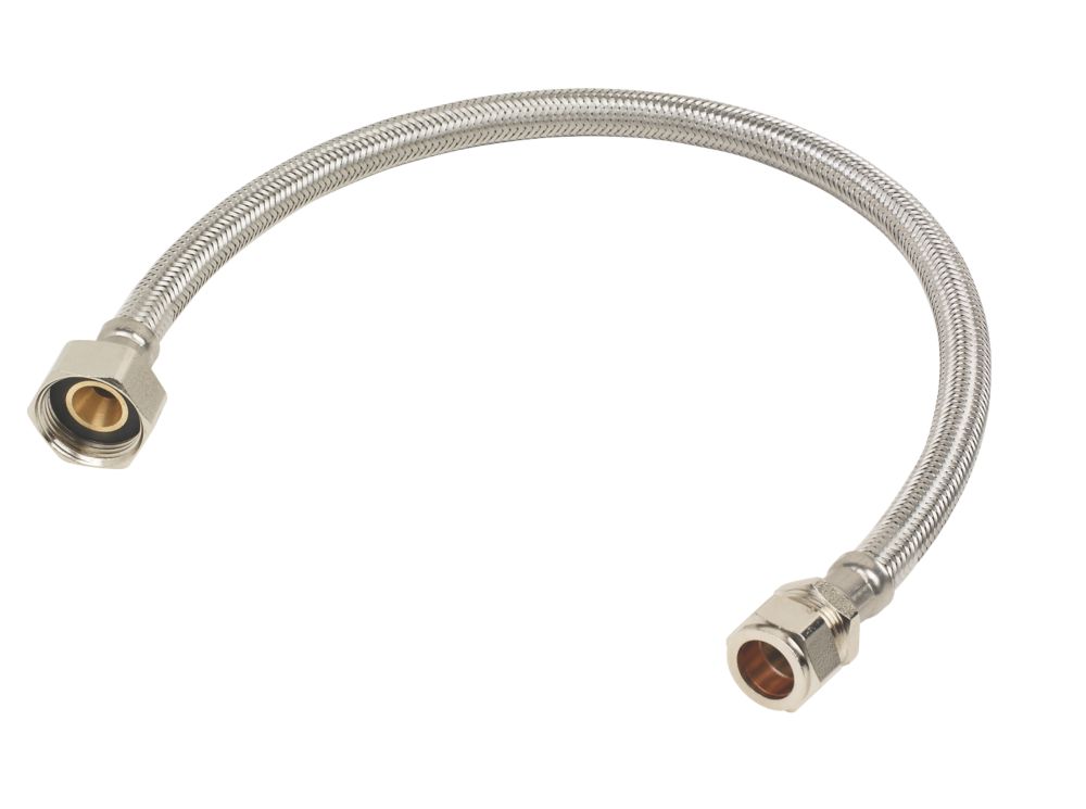 Essentials Flexible Tap Connector 15mm x 3/4" x 500mm - Screwfix