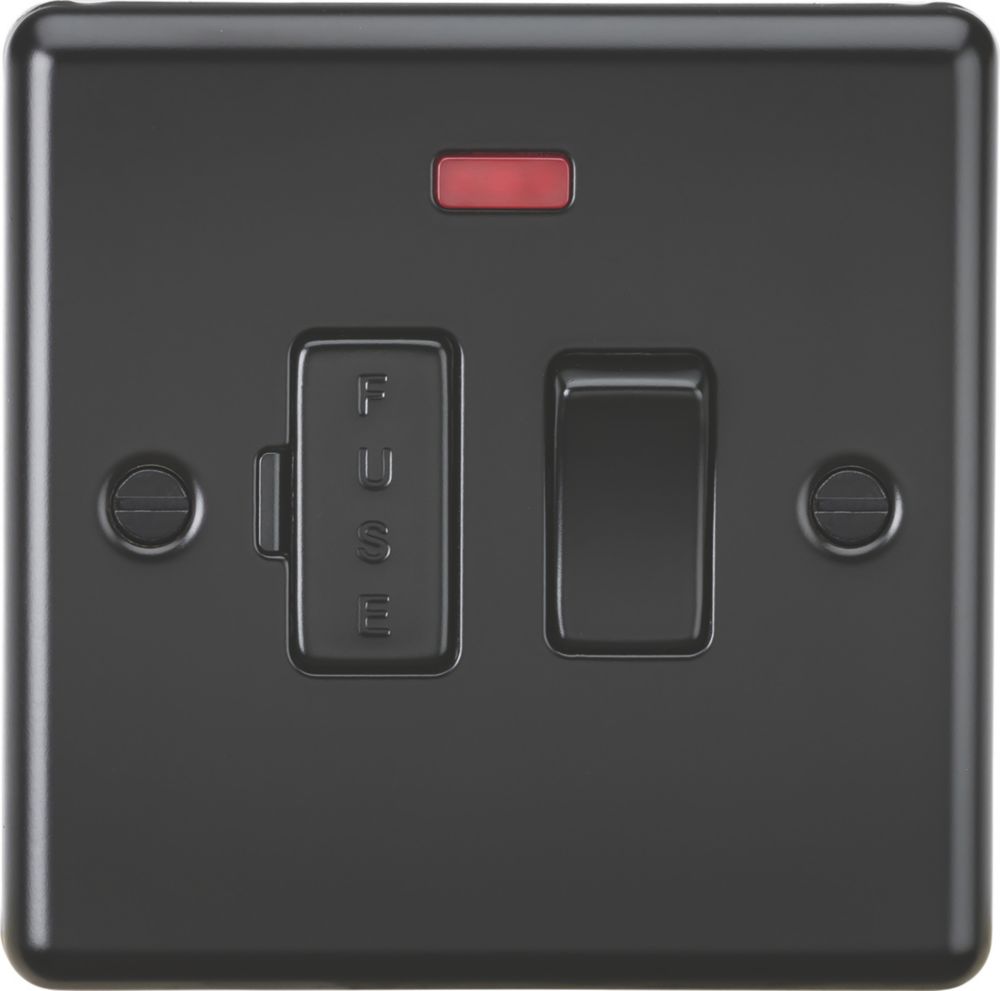 Knightsbridge 13A Switched Fused Spur with Neon Matt Black with Black ...