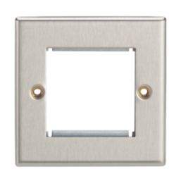 Contactum iConic 2-Module Modular Faceplate Brushed Steel - Screwfix