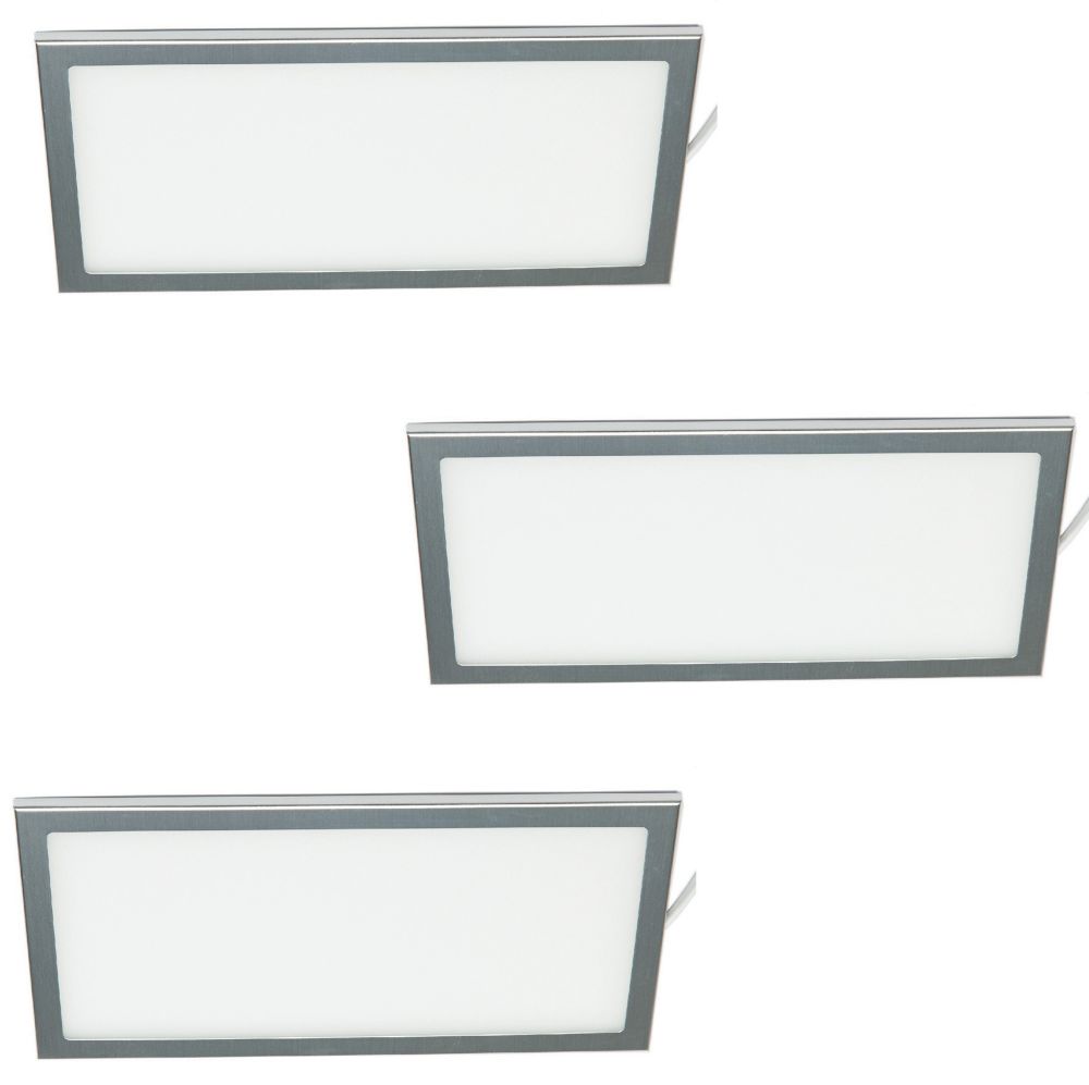 VEW Slim Rectangular LED Cabinet Lights Silver 6W 300lm 3 Pack - Screwfix