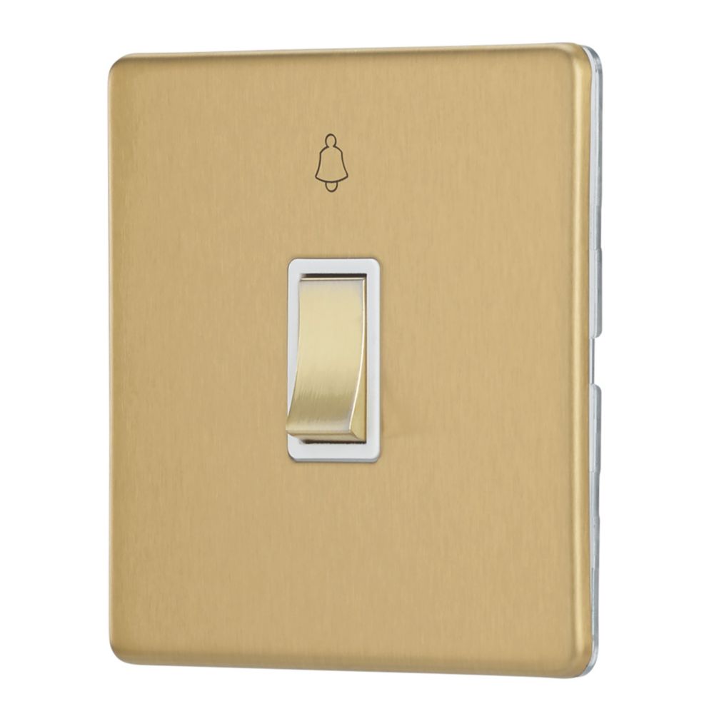 Contactum Lyric 10AX 1-Gang 1-Way Retractive Bell Switch Brushed Brass ...