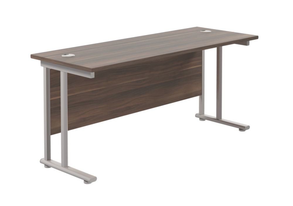 TC Group Aztec Twin Upright Rectangular Office Desk Dark Walnut/Silver ...