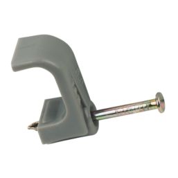 Tower Grey Flat Single Twin & Earth Cable Clips 4-6mm 100 Pack - Screwfix