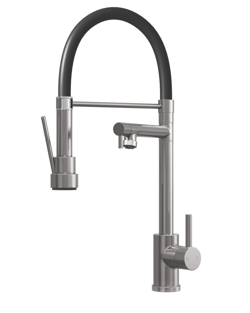 ETAL Goda Multi-Use Kitchen Mixer Tap Brushed Steel - Screwfix