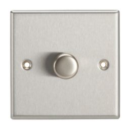 Contactum iConic 1-Gang 2-Way LED Dimmer Switch Brushed Steel - Screwfix
