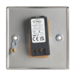 Contactum iConic 1-Gang 2-Way LED Dimmer Switch Brushed Steel - Screwfix