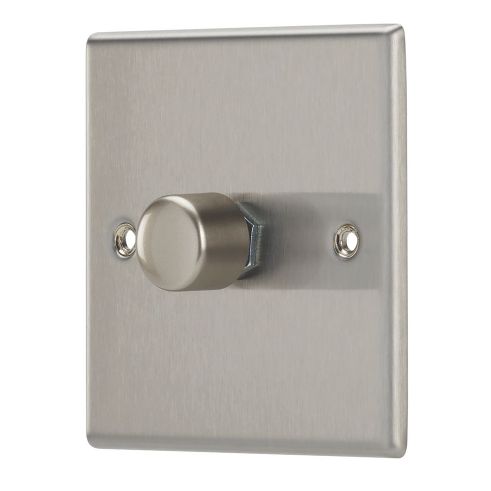 Contactum iConic 1-Gang 2-Way LED Dimmer Switch Brushed Steel - Screwfix