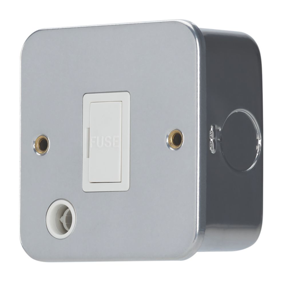 Contactum 13A Unswitched Metal Clad Fused Spur & Flex Outlet with White ...