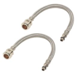 Essentials Flexible Tap Connectors 15mm x M10 x 300mm 2 Pack - Screwfix