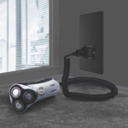 LAP 2-Gang Dual Voltage Shaver Socket 115/240V Matt Black with Black ...