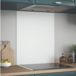 Splashback Ice White Self-Adhesive Glass Kitchen Splashback 600mm x 750mm x 6mm - Screwfix