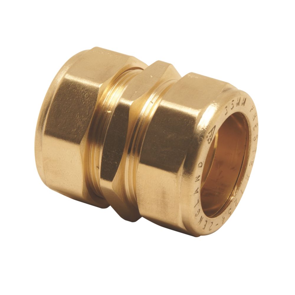 Pegler PX40 Brass Compression Equal Coupler 15mm - Screwfix