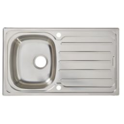 Essentials 1 Bowl Stainless Steel Kitchen Sink & Drainer 860mm x 500mm ...