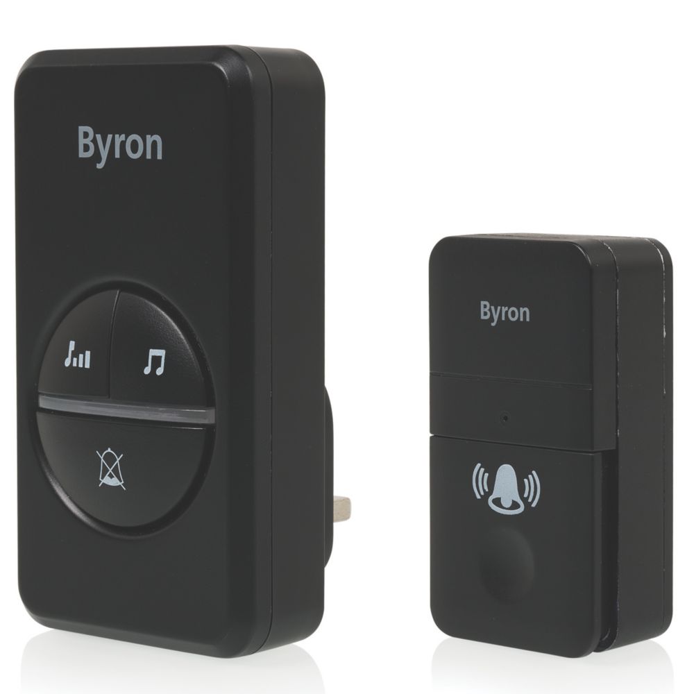 Byron DBY-23455BS Plug-In Wireless Door Chimes Black 2 Pack - Screwfix