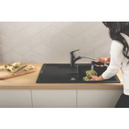 Grohe QuickFix Start Low-Spout Pull-Out Kitchen Tap Matt Black - Screwfix