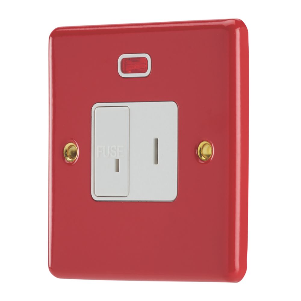 Contactum 13A Switched Secret Key Fused Spur with Neon Red with White ...