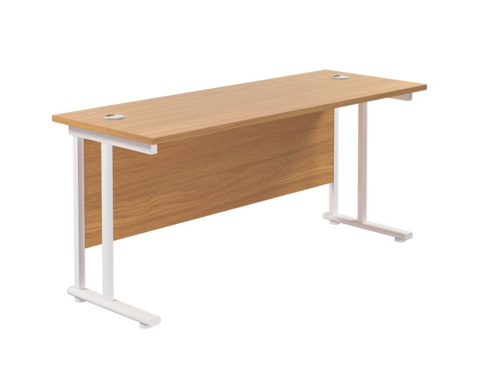 TC Group Aztec Twin Upright Rectangular Office Desk Nova Oak/White ...