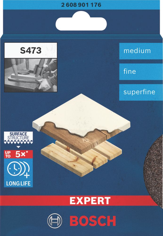 Bosch Expert Superfine Fine Medium Grit Multi Material Hand Sanding Sponges 120mm x 98mm 3 Pack Screwfix