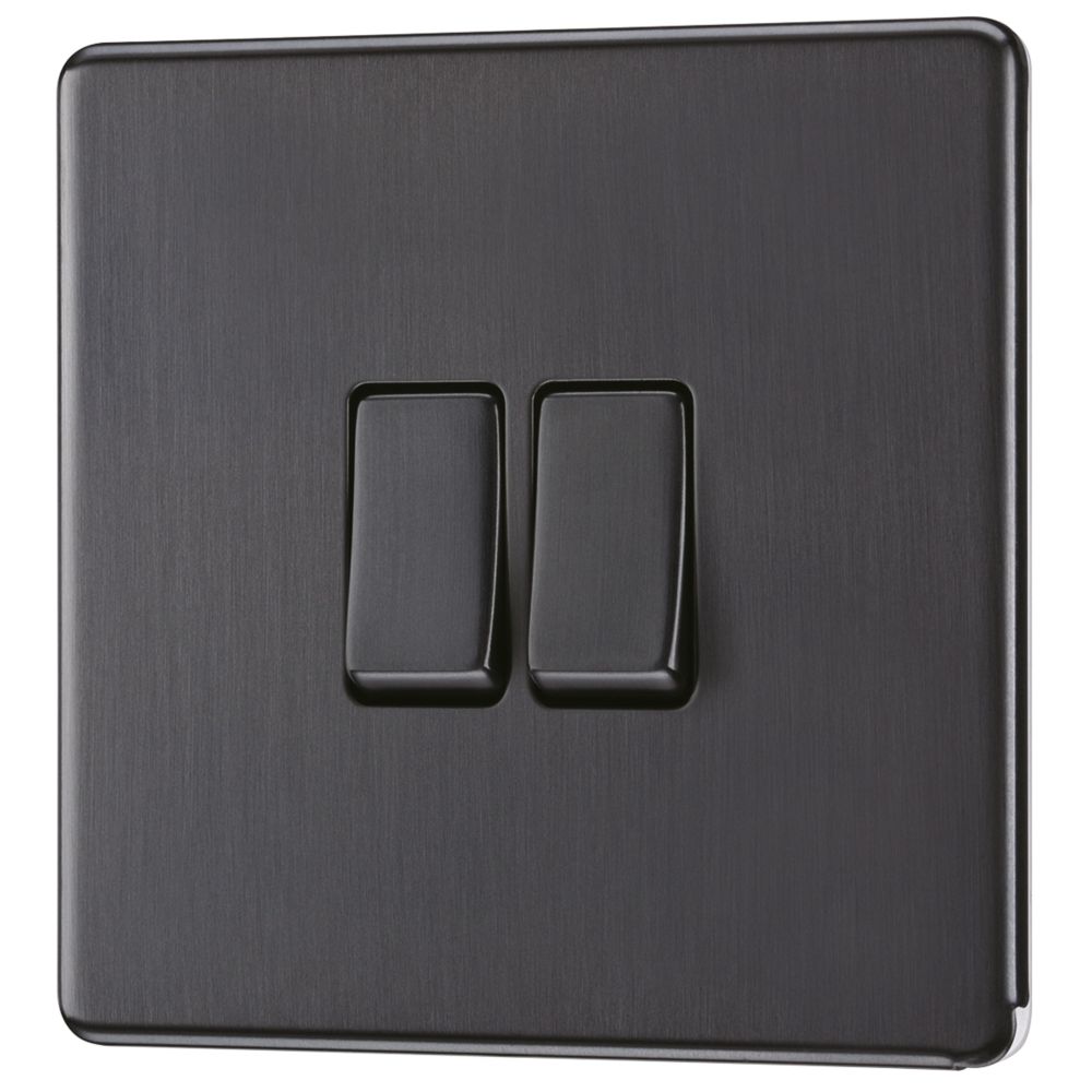 LAP 20A 16AX 2-Gang 2-Way Light Switch Slate Grey | Switches | Screwfix.com