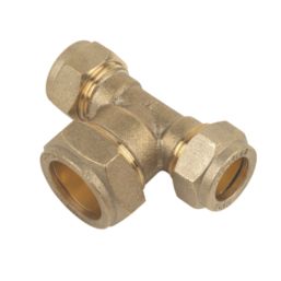 Flomasta Brass Compression Reducing Tee 15mm x 15mm x 22mm - Screwfix
