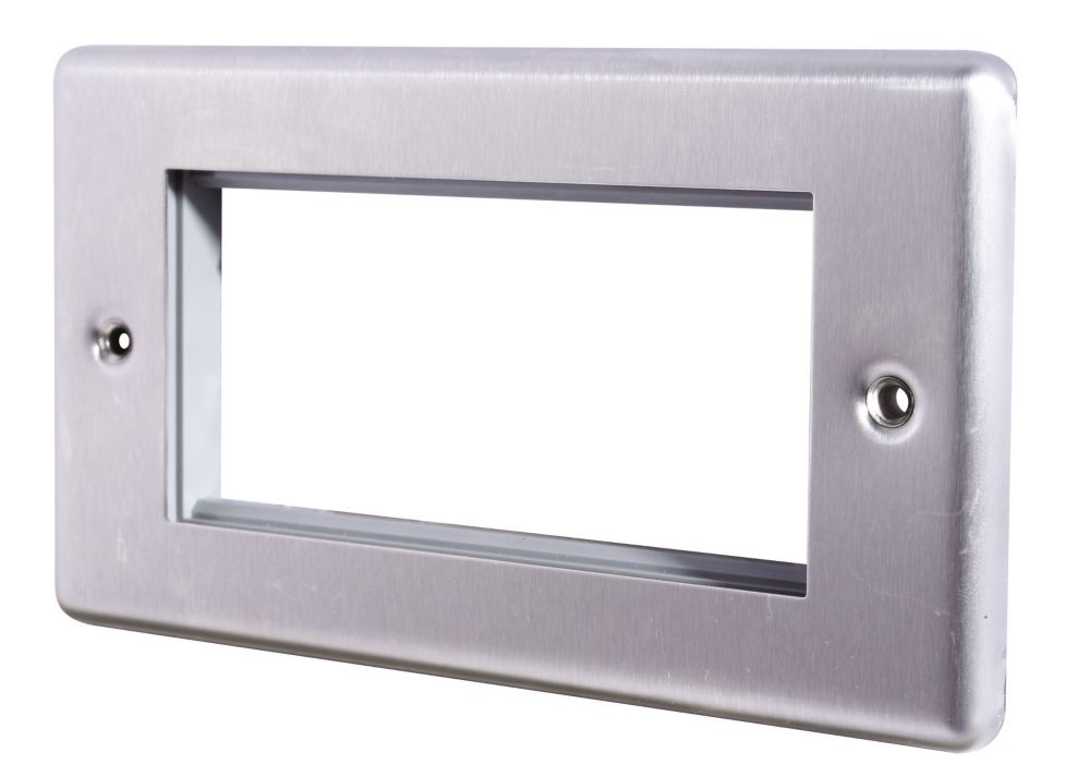 LAP 4-Module Modular Faceplate Brushed Stainless Steel - Screwfix