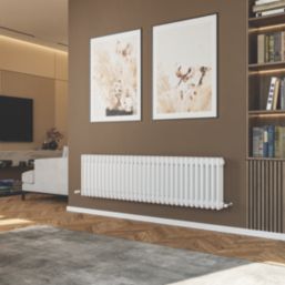 Azur 400mm x 1460mm 4412BTU White Horizontal 3 Column Radiator - Screwfix