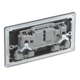 LAP 13A 2-Gang DP Switched Sockets Matt Black with Black Inserts 5 Pack ...