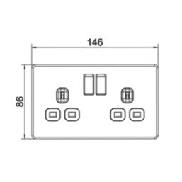 LAP 13A 2-Gang DP Switched Sockets Matt Black with Black Inserts 5 Pack ...
