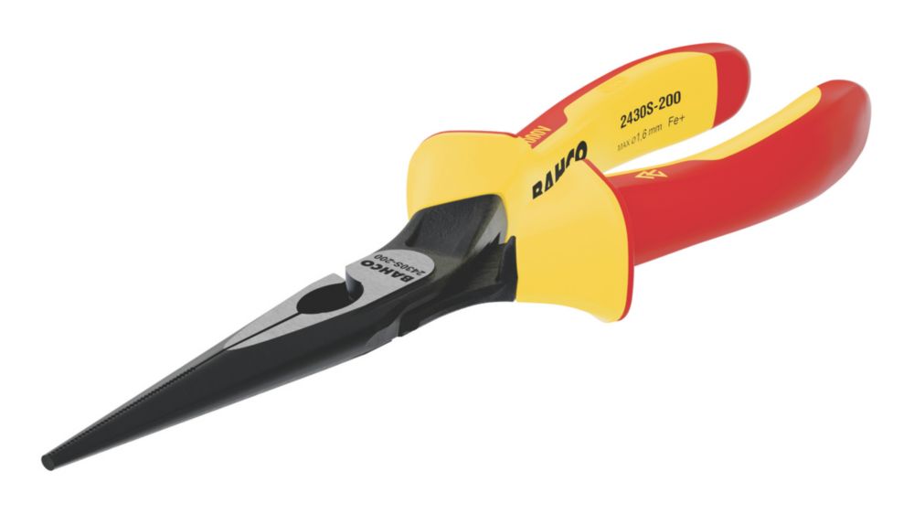 Bahco VDE Long Nose Pliers 8" (200mm) - Screwfix