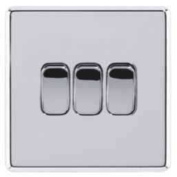 Arlec 10A 3-Gang 2-Way Light Switch Polished Chrome - Screwfix