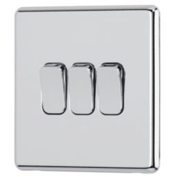 Arlec 10A 3-Gang 2-Way Light Switch Polished Chrome - Screwfix