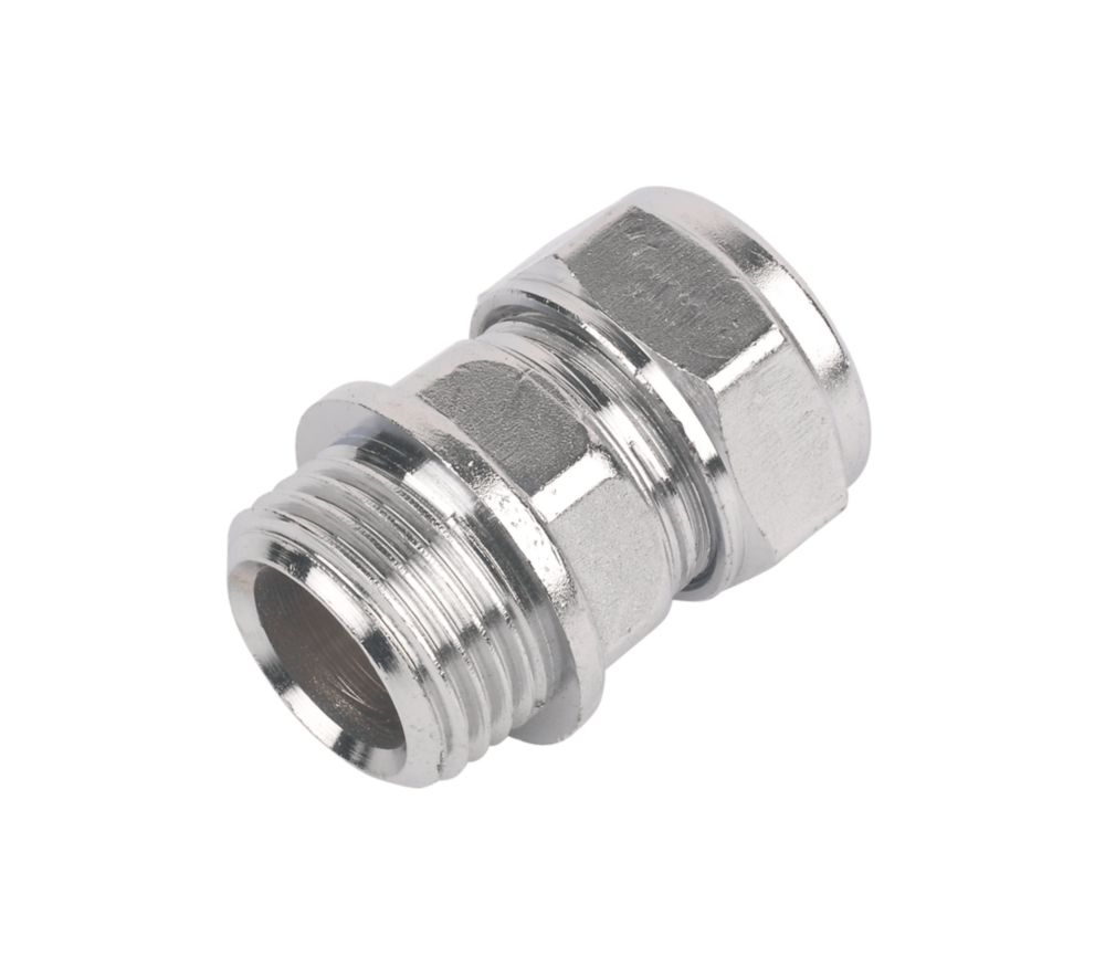Flomasta Brass Compression Adapting Male Coupler 15mm x 1/2" - Screwfix