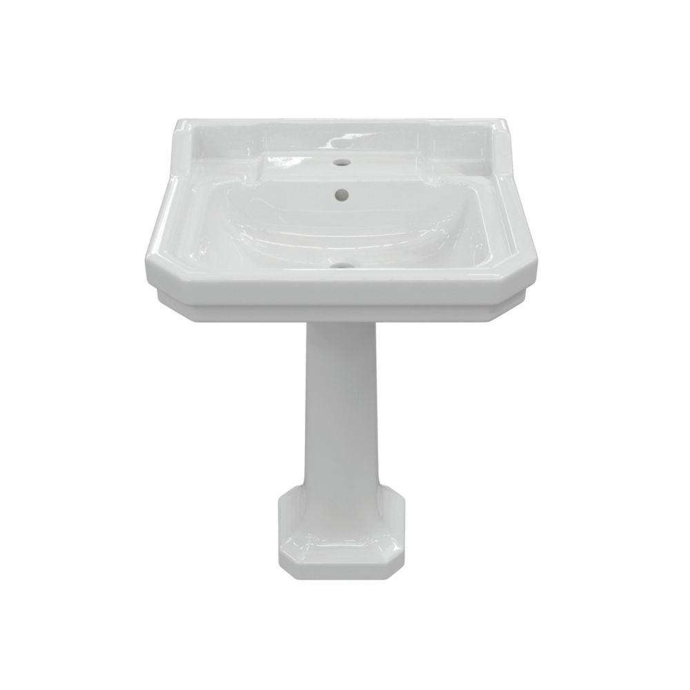 Traditional Basin with Pedestal 1 Tap Hole 600mm - Screwfix