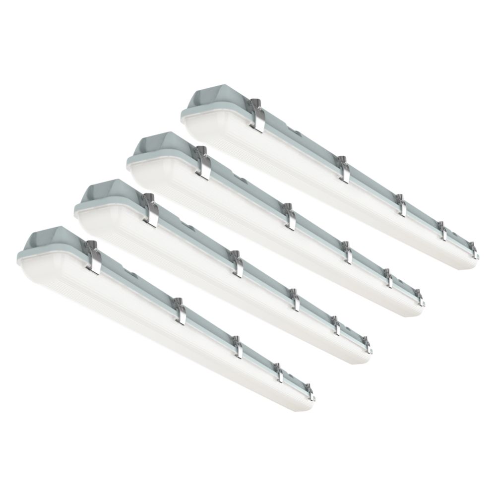 4lite Single 4ft LED Non-Corrosive Batten 20W 2100lm 220-240V 4 Pack ...