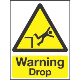 "Warning Drop" Sign 200 x 150mm - Screwfix