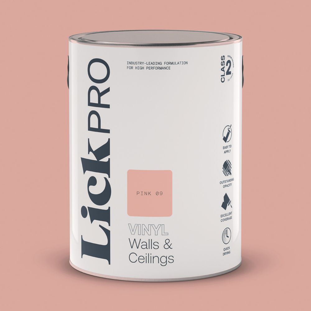 LickPro 5Ltr Pink 09 Vinyl Matt Emulsion Paint - Screwfix