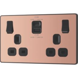 British General Evolve 13A 2-Gang SP Switched Socket + 3A 22W 2-Outlet ...