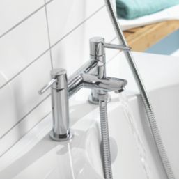 Aqualisa Uptown Chrome 143mm Deck Mounted Dual Control Manual Shower Mixer Tap - Screwfix