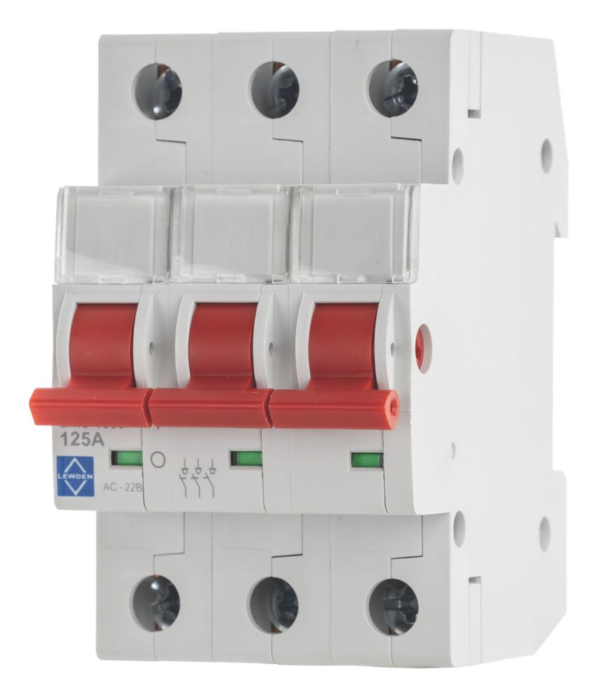 Lewden 125A 3-Pole 3-Phase Mains Switch Disconnector - Screwfix