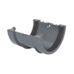 FloPlast MiniFlo uPVC Half Round Gutter Union Anthracite Grey 76mm ...